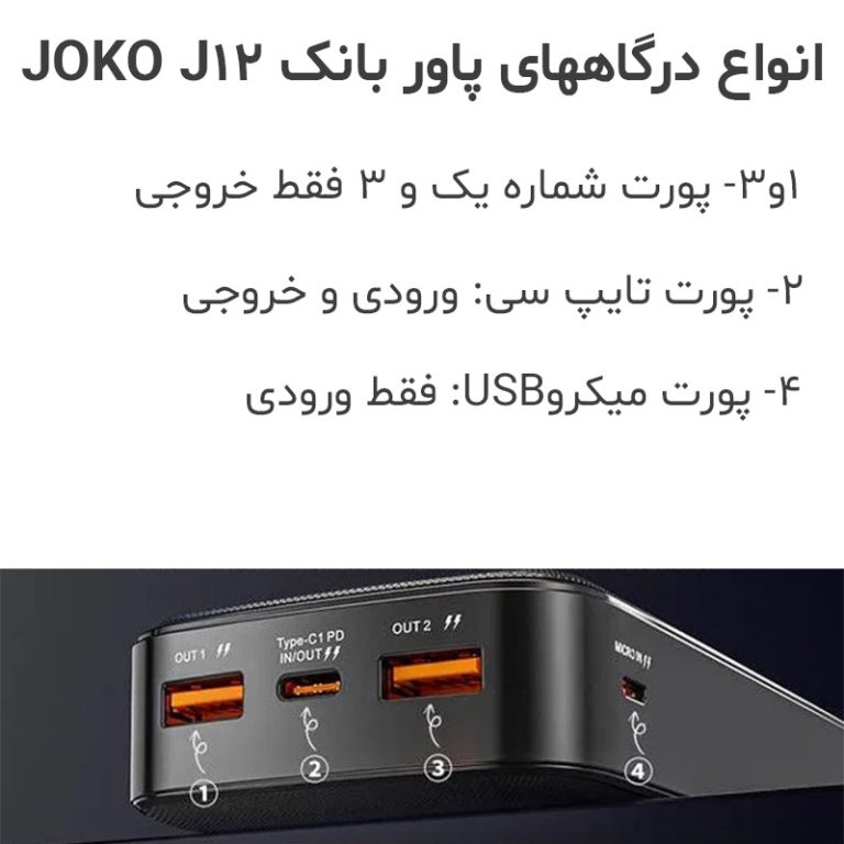 مشخصات و قیمت پاور بانک کانفلون 20000mAh مدل Joko J12 | تِک ابزار